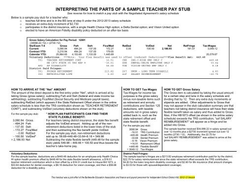 interpreting a sample teacher pay stub - Bartlesville Public Schools