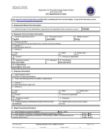 Instructions for Completing the Prevailing Wage Determination Form