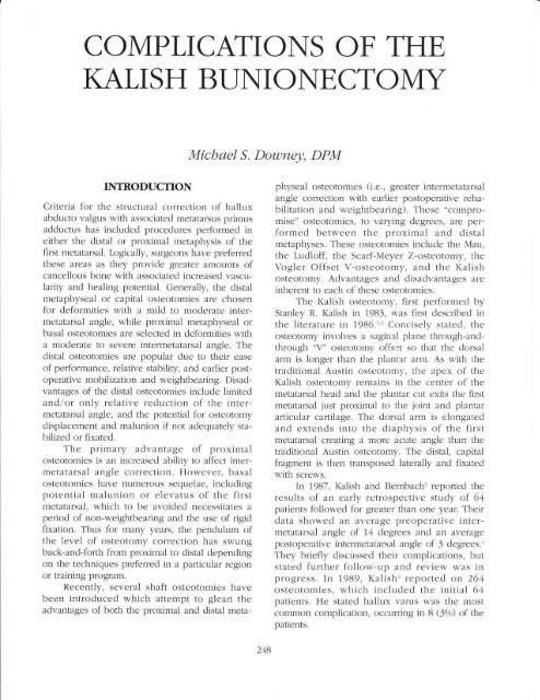 KALISH BT]NIONECTOMY - The Podiatry Institute