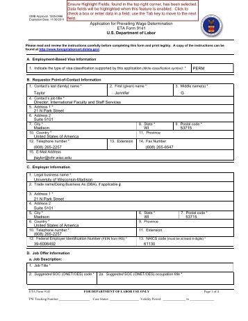 Instructions for Completing the Prevailing Wage Determination Form