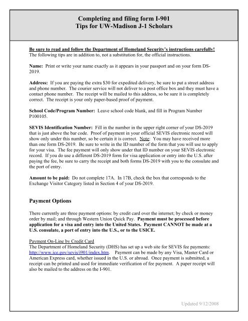 Tips for completing and filing form I-901