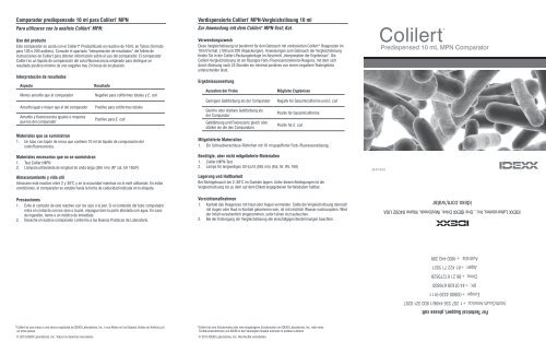 Colilert Predispensed Comparator Procedimiento - IDEXX ...