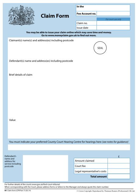 N1 Claim form
