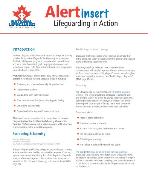 Alert Insert - Lifesaving Society