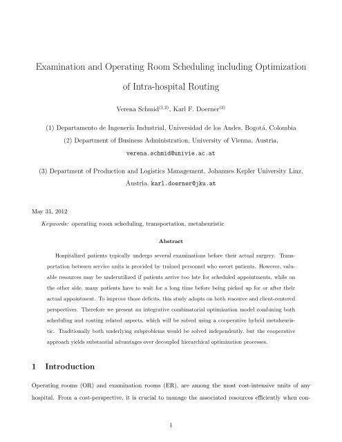 Examination and Operating Room Scheduling including ...