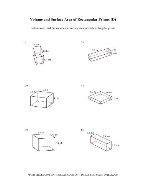 Volume and Surface Area of Rectangular Prisms