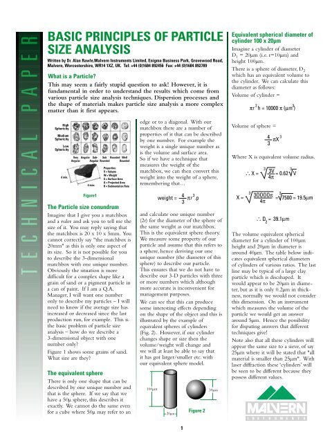 App Note: Basic principles of particle size analysis