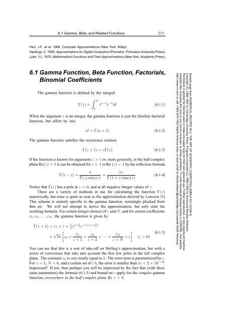 61 Gamma Function Beta Function Factorials Binomial Coefficients