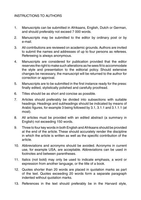 INSTRUCTIONS TO AUTHORS 1. Manuscripts can be submitted in ...