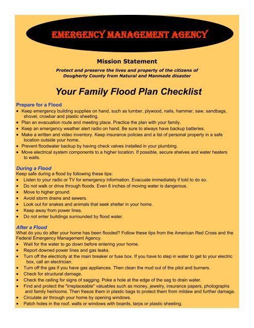 Flood Safety Checklist