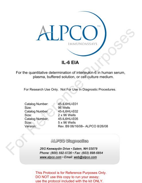 il-6 elisa - ALPCO Diagnostics