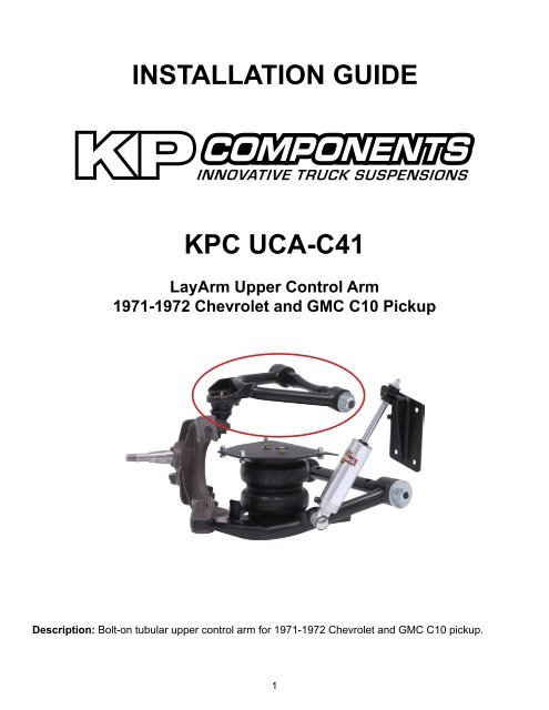 Installation Instructions - Chris Alston's Chassisworks