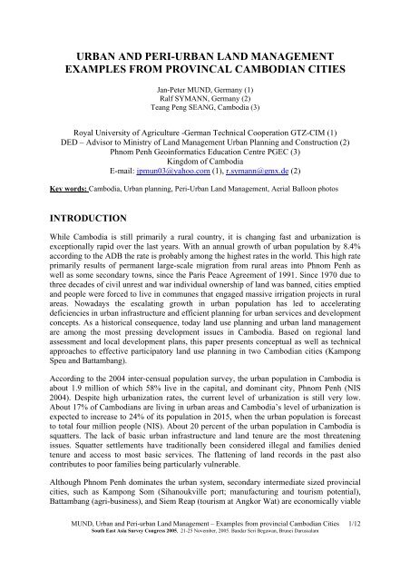 URBAN AND PERI-URBAN LAND MANAGEMENT EXAMPLES FROM PROVINCAL ...
