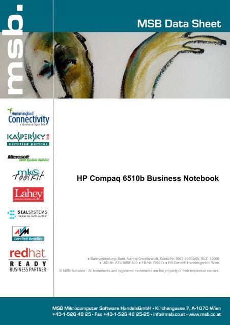 HP Compaq 6510b Business Notebook - Datenblatt - MSB Software