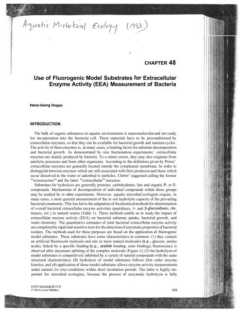 Use Of Fluorogenic Model Substrates For Extracellular Enzyme