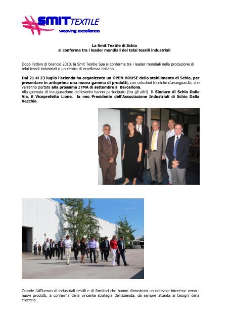 La Smit Textile di Schio si conferma tra i leader mondiali dei ... - Acimit