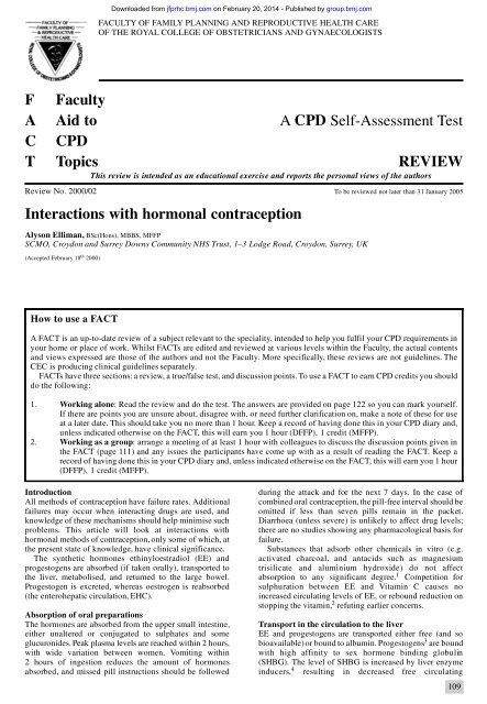 Interactions with hormonal contraception - Journal of Family ...