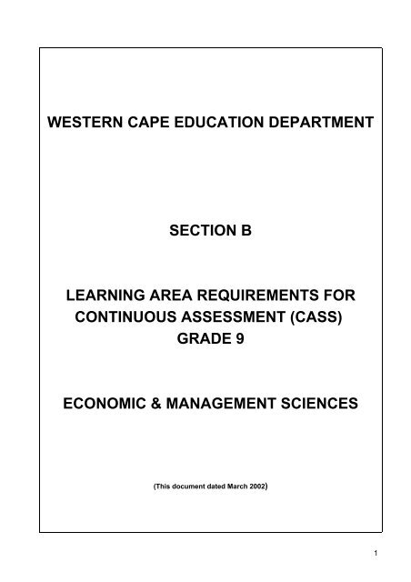 western cape education department - Curriculum Development
