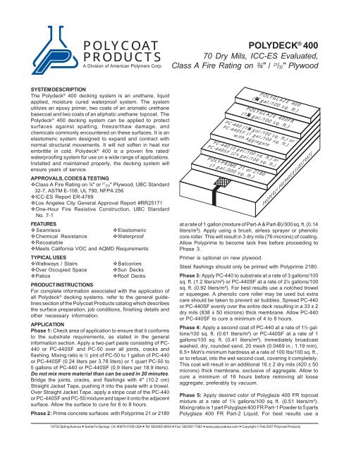 polydeckÂ® 400 - AltaPaints and Coatings