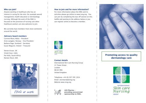 ISNG Leaflet - International Skin care Nursing Group