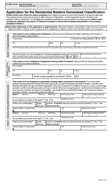 Application for Residential Relative Homestead ... - Scott County