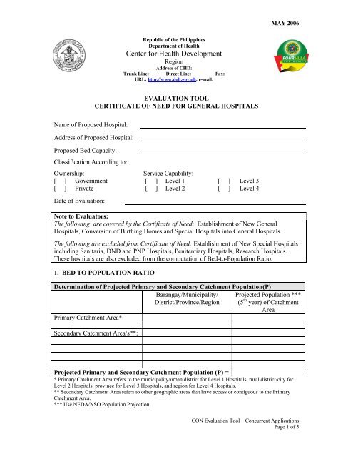 Evaluation Tool - CON for concurrent application - DOH
