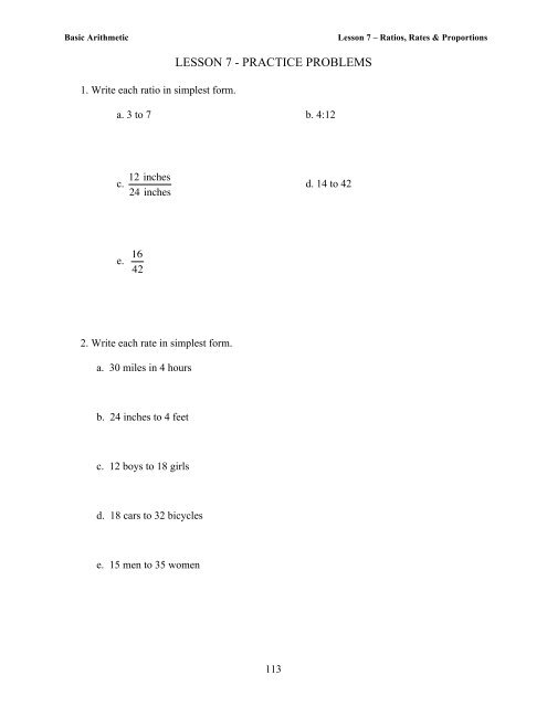 LESSON 7 - PRACTICE PROBLEMS LESSON 7 - PRACTICE PROBLEMS
