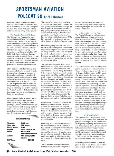 SPORTSMAN AVIATION POLECAT 50 By Phil Niewand - RC World