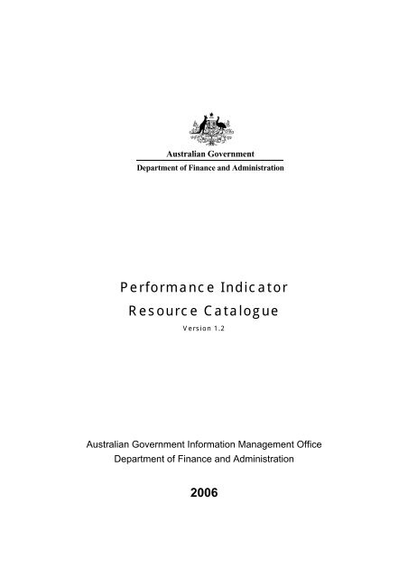 Performance Indicator Catalogue - Australian Government ...