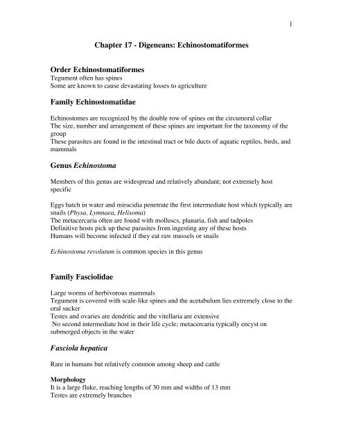 Chapter 17 - Digeneans: Echinostomatiformes Order ...