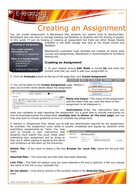 Creating an Assignment