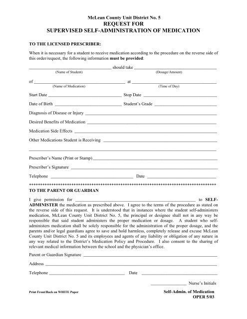 Medication Administration Form - Unit 5