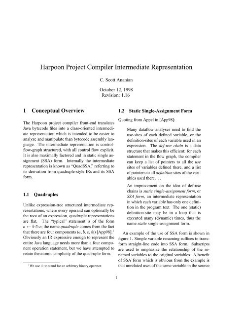 Harpoon Project Compiler Intermediate Representation