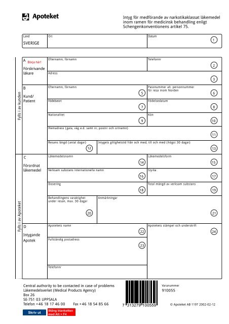 Blankett fÃ¶r Schengenintyg - Apoteket