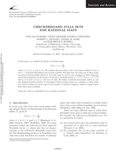 CHECKERBOARD JULIA SETS FOR RATIONAL MAPS