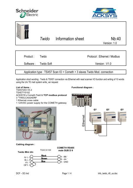 Twido Information sheet Nb:40 - Acksys