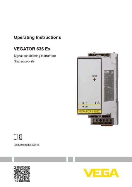VEGATOR 636 Ex - Signal conditioning - VEGA Grieshaber KG