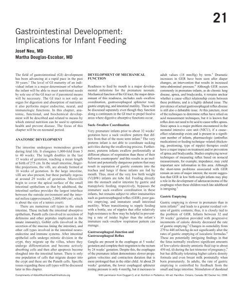 Gastrointestinal Development: Implications for Infant Feeding