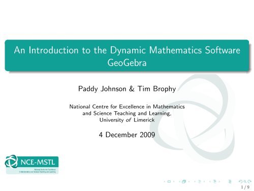 An Introduction to the Dynamic Mathematics Software GeoGebra