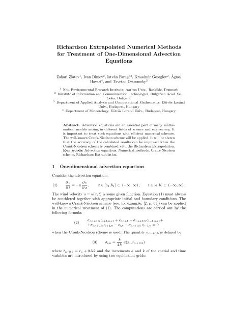 Richardson Extrapolated Numerical Methods for Treatment of One ...