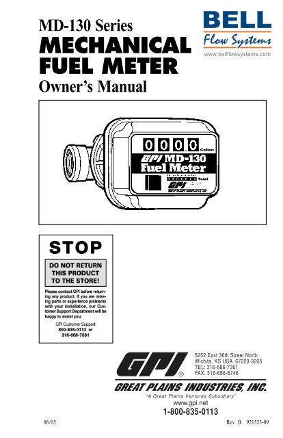 MECHANICAL FUEL METER - Bell Flow Systems