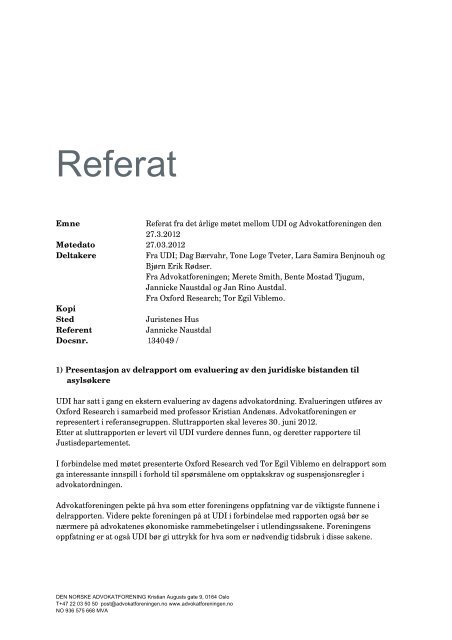 Referat - Advokatforeningen