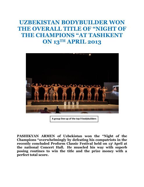 UZBEKISTAN BODYBUILDER WON THE OVERALL TITLE ... - ABBF