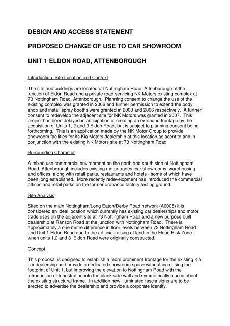 design and access statement proposed change of use to car ...