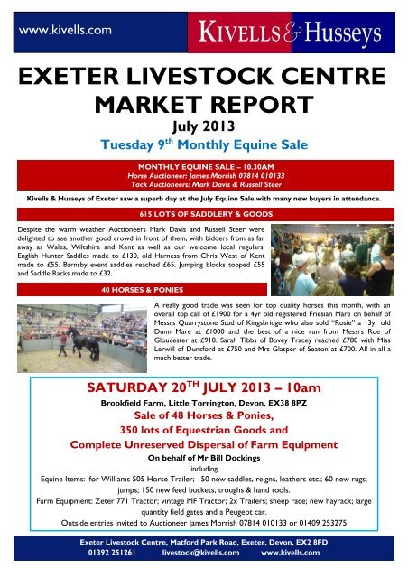 EXETER LIVESTOCK CENTRE MARKET REPORT - Kivells