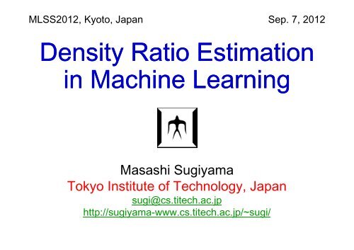 Density Ratio Estimation in Machine Learning Density Ratio ...