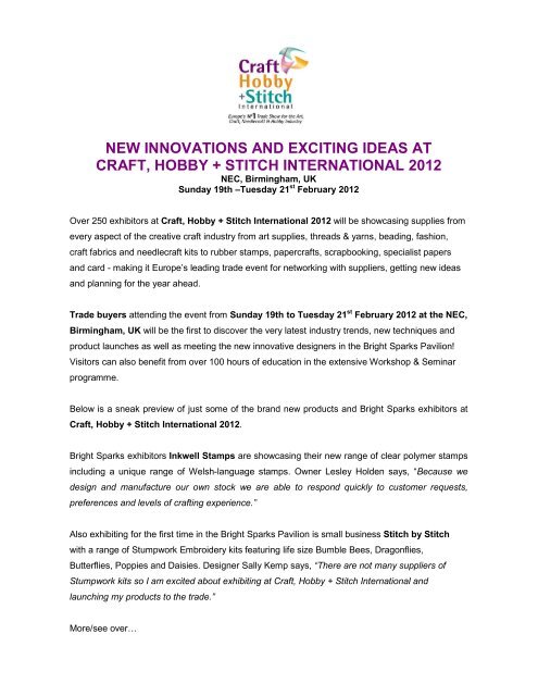 new innovations and exciting ideas at craft, hobby + stitch ...