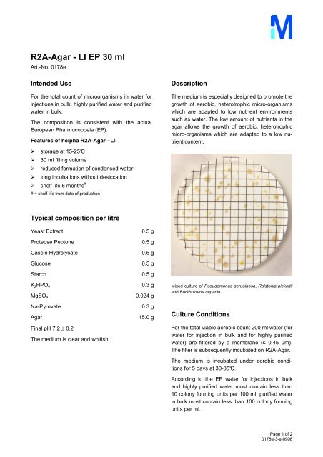 R2A-Agar - LI EP 30 ml - Heipha