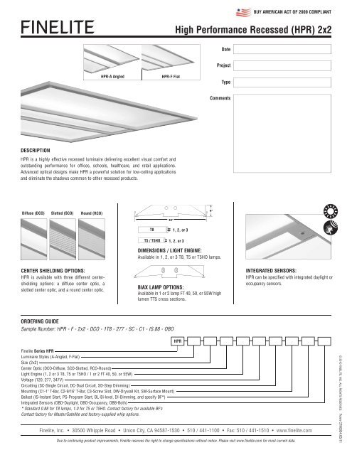 High Performance Recessed (HPR) 2x2 - Finelite