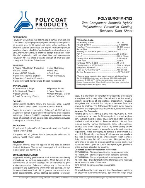 Polyeuroâ ¢ MH 752 - Polycoat Products